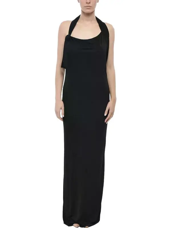 Saint Laurent Halterneck Open-back Maxi Dress With Cowl Neck - Black