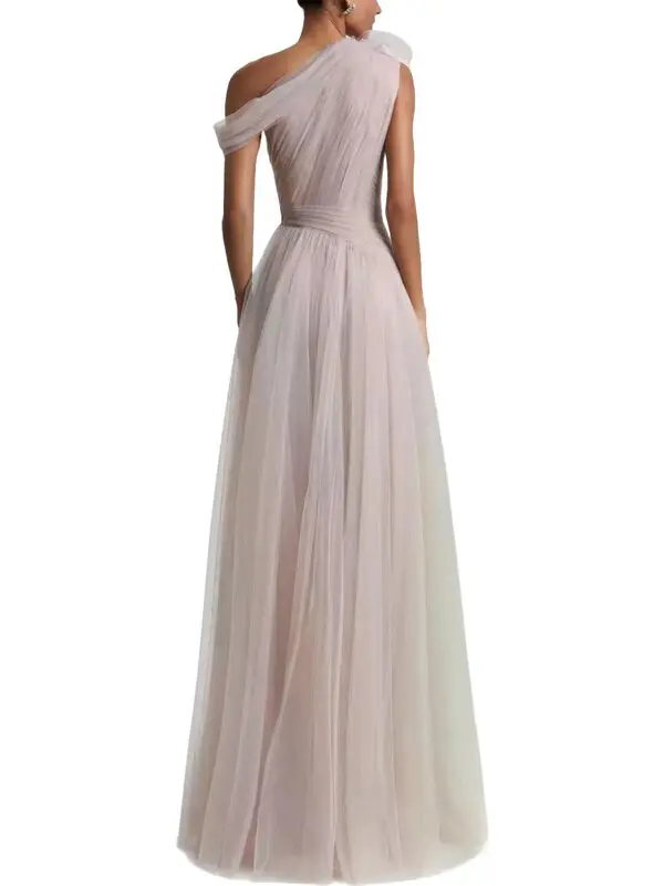 GEMY MAALOUF One-shoulder Floral Appliqué Tulle Gown - Pink