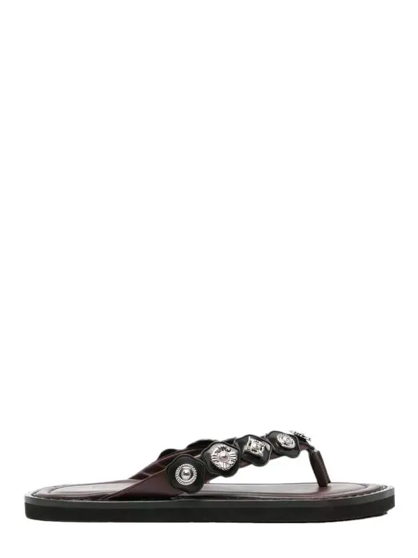 Toga Embellished Leather Sandals - Red