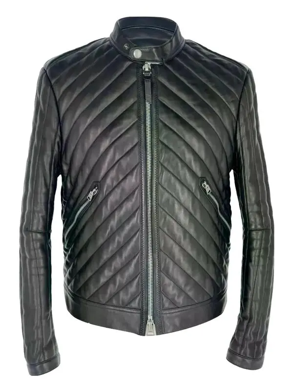 TOM FORD Quilted Leather Biker Jacket - Black