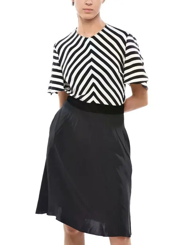 Stella McCartney Striped Short-sleeve Midi Dress - Black