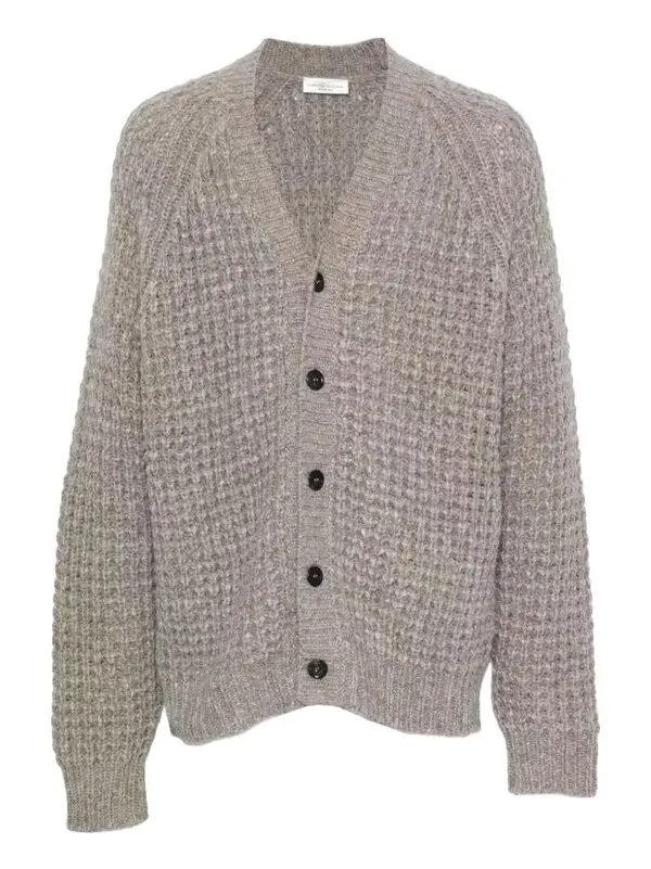ROBERTO COLLINA Waffle Knit V-neck Cardigan - Grey