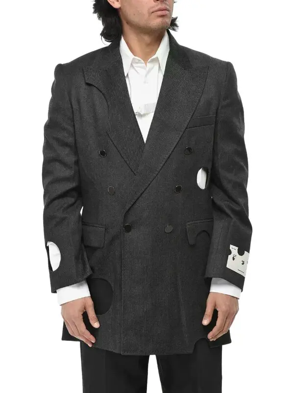 Off-White Meteor Cut-out Double-breasted Blazer - Grey