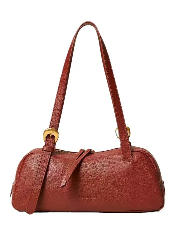 TWINSET Adjustable Leather Bowler Bag - Brown