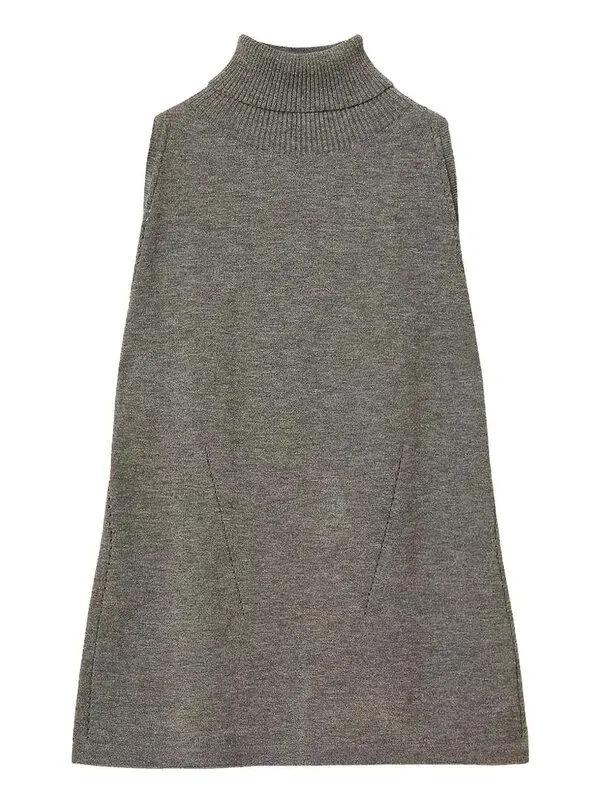 TWINSET Turtleneck Knit Top With Openwork Details - Grey