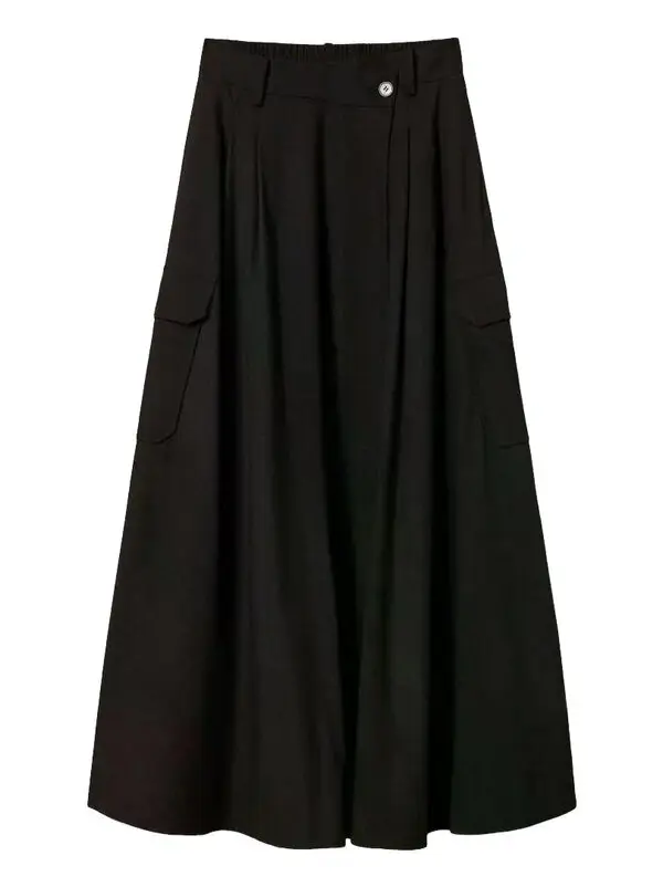 TWINSET Flannel Wrap-around Maxi Skirt - Black