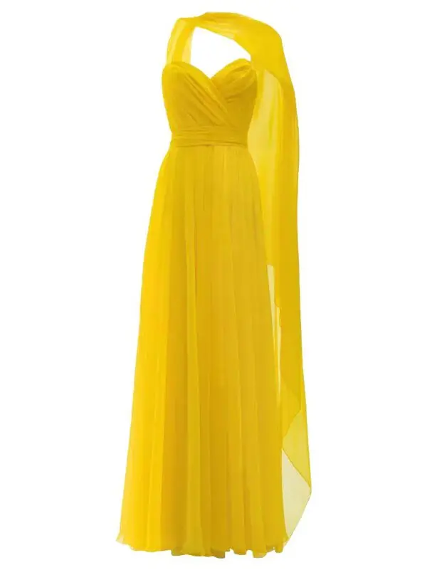 GEMY MAALOUF Draped Cape Detail Gown - Yellow
