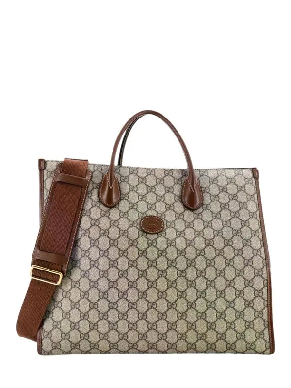 Gucci Structured Top Handle Open Gg Coated Canvas Medium Tote Bag - Brown