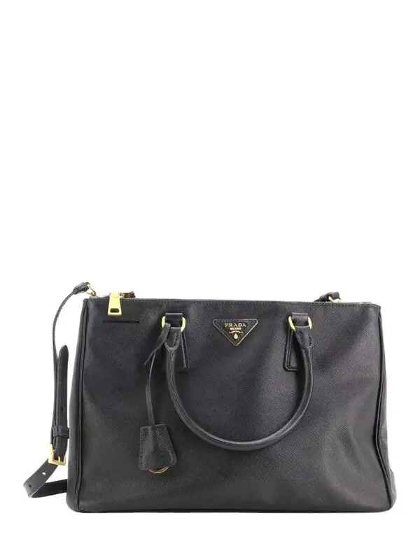 Prada Saffiano Leather Medium Tote Bag - Black