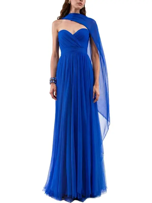 GEMY MAALOUF Pleated Draped Dress - Blue