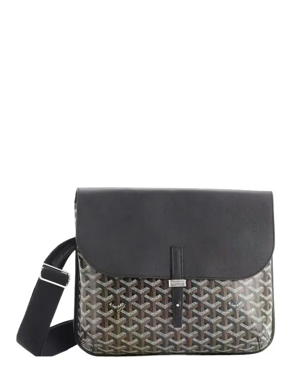 Goyard Coursier Messenger Bag Coated Canvas And Leather Crossbody Bag - Black