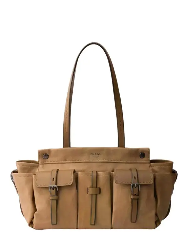Prada Route Large Leather Tote Bag - Neutrals