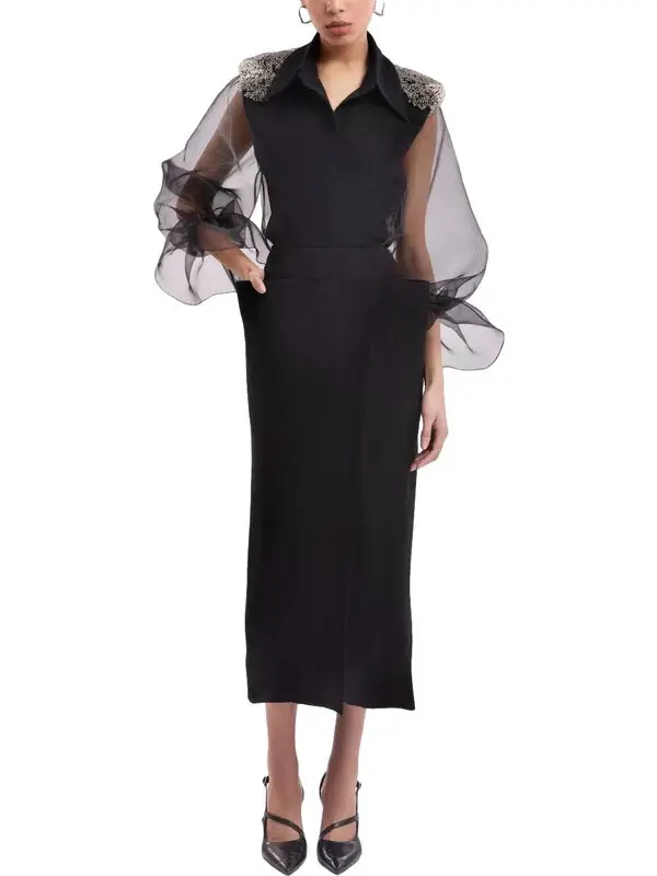 GEMY MAALOUF High-waisted Wrap-style Skirt - Black