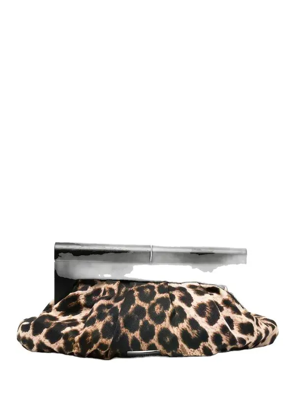 TWENTY FOURHAITCH Kenda Ruched Leopard Print Clutch Bag - Neutrals