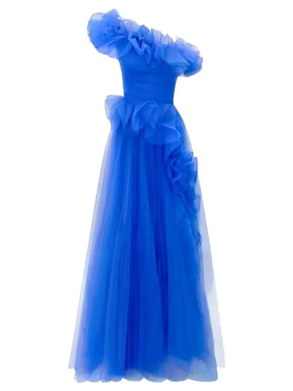 GEMY MAALOUF One-shoulder Ruffled Dress - Blue