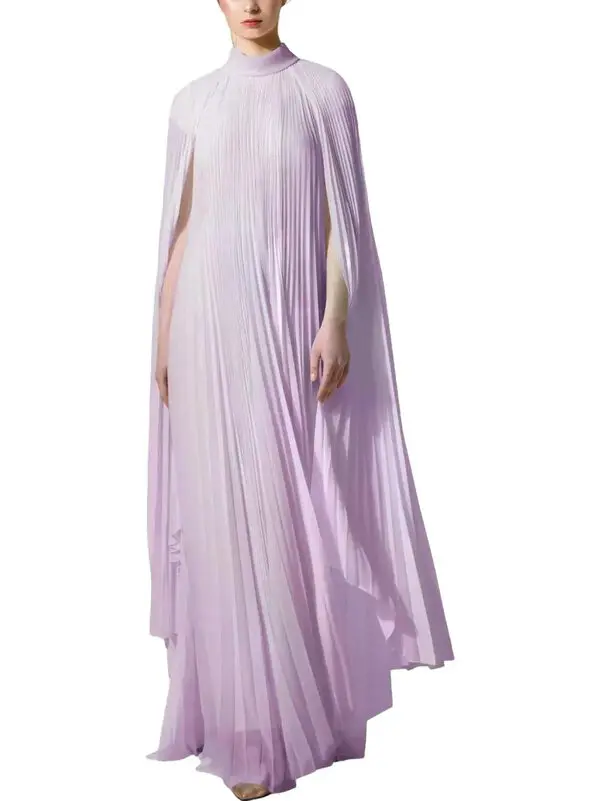 GEMY MAALOUF Pleated Cape-style Maxi Dress - Purple