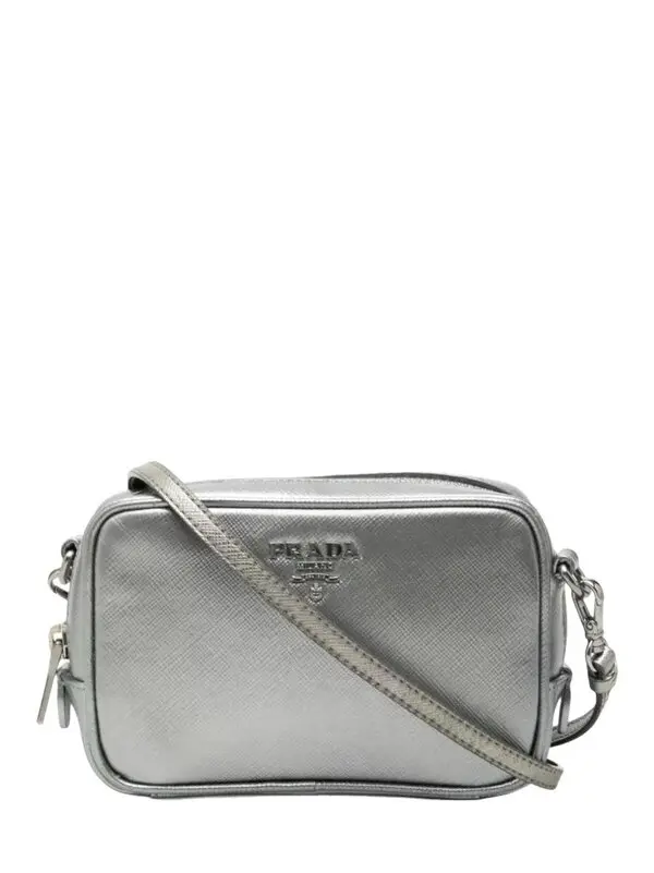Prada Metallic Saffiano Lux Camera Crossbody Bag - Silver