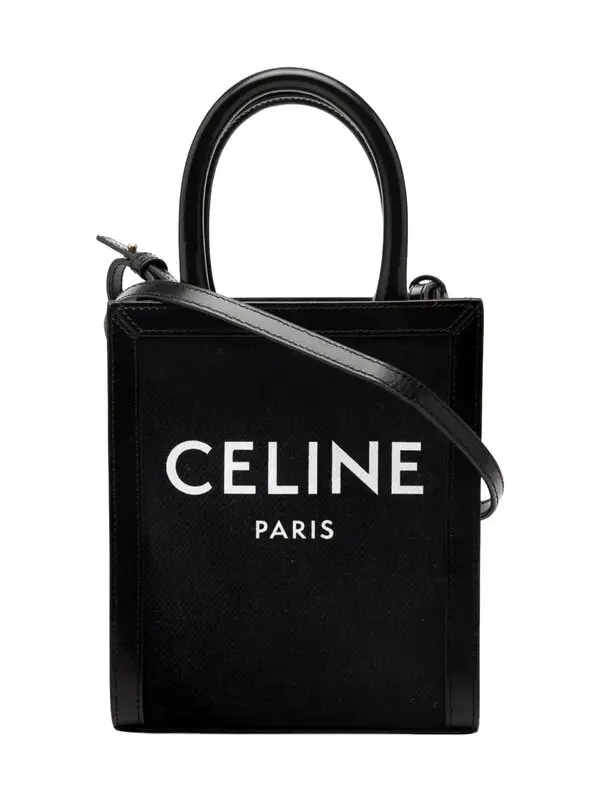 Celine Canvas Vertical Cabas Tote Satchel - Black