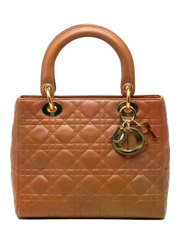 Dior 1997 Medium Lambskin Cannage Lady Satchel - Brown