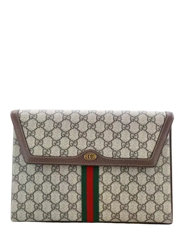 Gucci Ophidia Gg Coated Canvas Clutch Bag - Brown