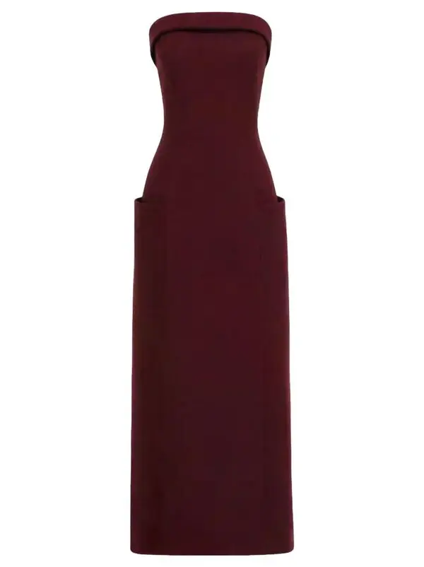 GEMY MAALOUF Strapless Dress With Pocket Detail - Red