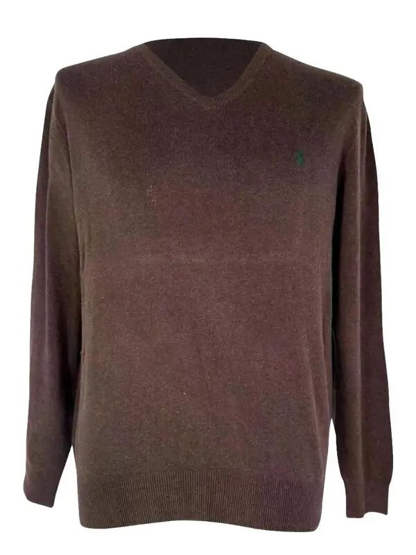Polo Ralph Lauren V-neck Long Sleeve Cotton Sweater - Brown