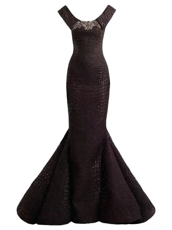 GEMY MAALOUF Embellished Mermaid Silhouette Dress - Black