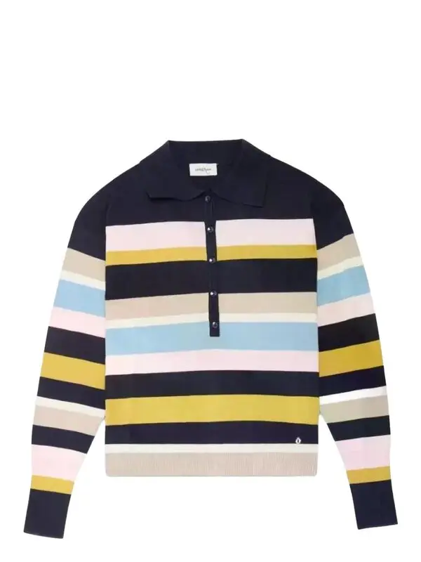 OTTOD'AME Striped Long-sleeve Polo Shirt - Blue