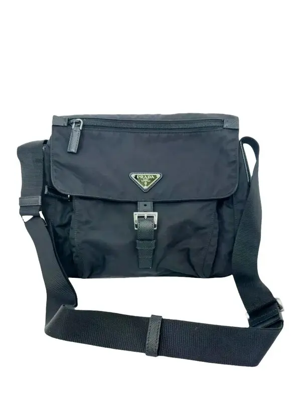 Prada Buckled Messenger Bag - Black
