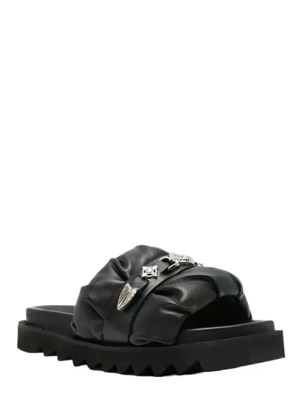 Toga Ruched Metal-embellished Sandals - Black