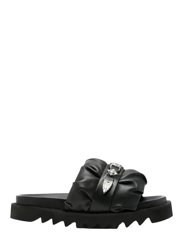 Toga Ruched Metal-embellished Sandals - Black