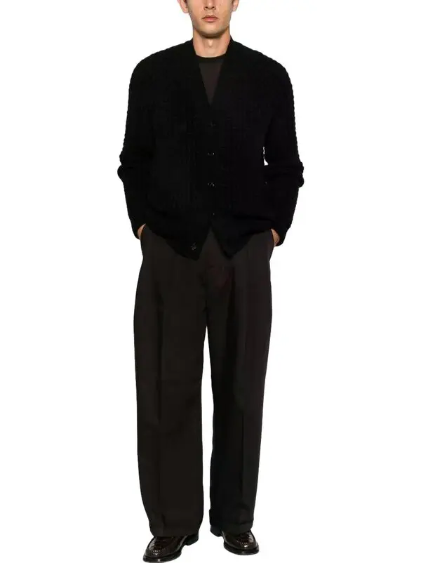 ROBERTO COLLINA Waffle Knit Raglan Cardigan - Black