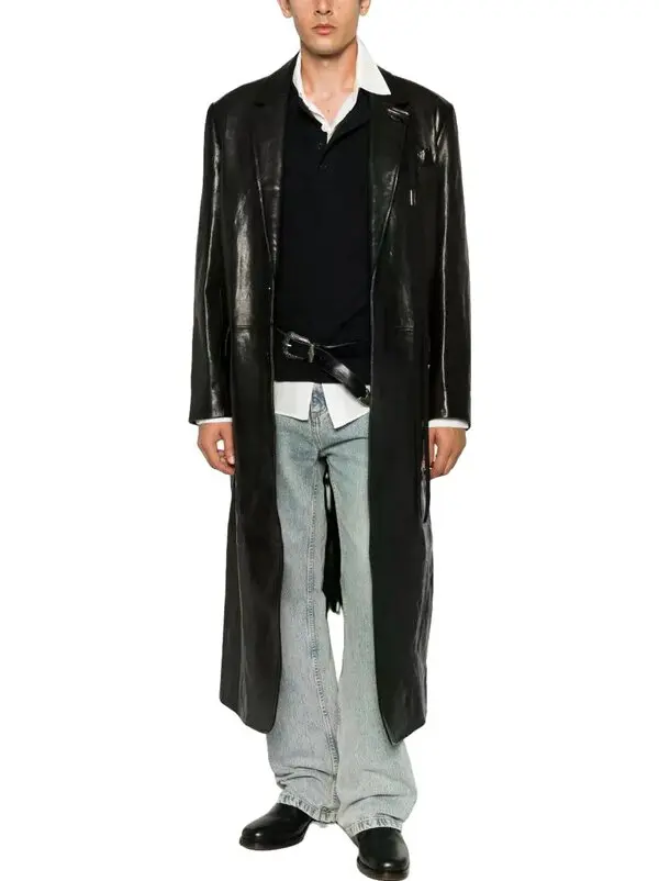 ANN DEMEULEMEESTER Leather Buttoned Coat - Black