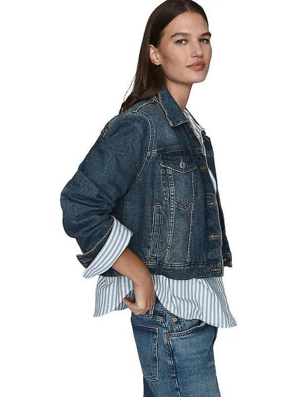 PILCRO Shrunken Denim Trucker Jacket - Medium Denim