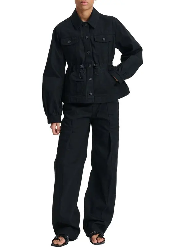 Cecilie Bahnsen Candida Drawcord Peplum Denim Jacket - Black