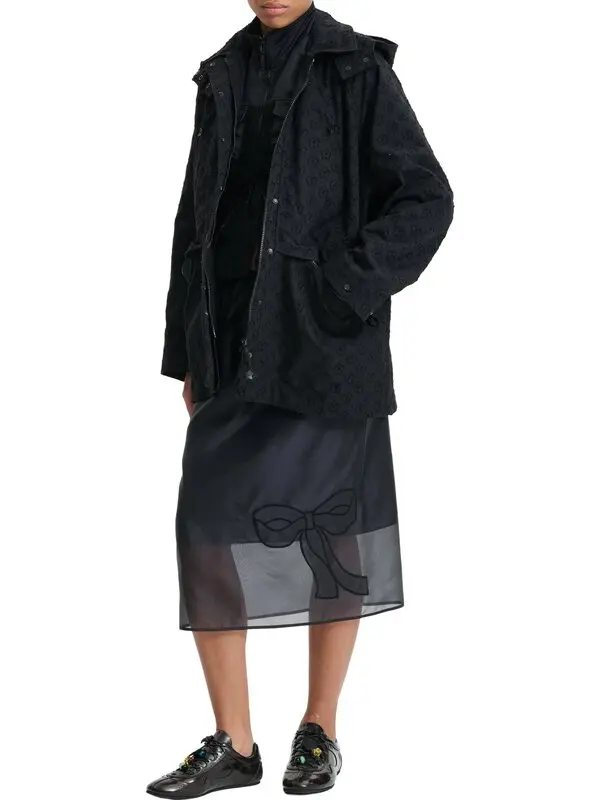 Cecilie Bahnsen Bria Embroidered Organza Midi Skirt - Black