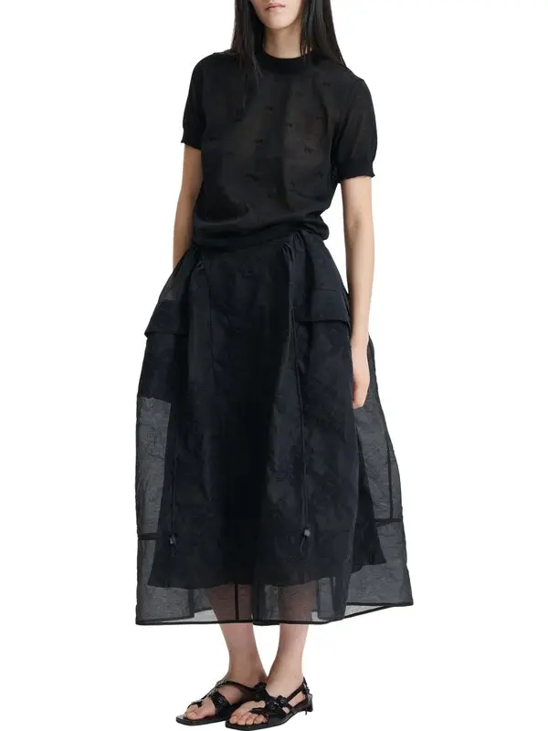 Cecilie Bahnsen Matelassé Midi Skirt - Black