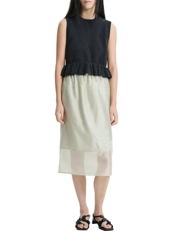 Cecilie Bahnsen Bill Cashmere Ruffle Sleeveless Sweater - Grey