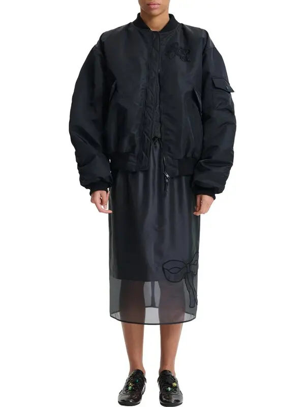 Cecilie Bahnsen Feilan Technical Nylon Bow Bomber Jacket - Black