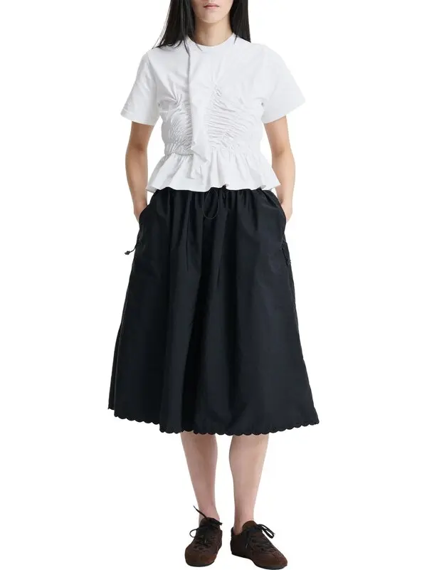 Cecilie Bahnsen Ace Jersey Shirred Ruffle T-shirt - White