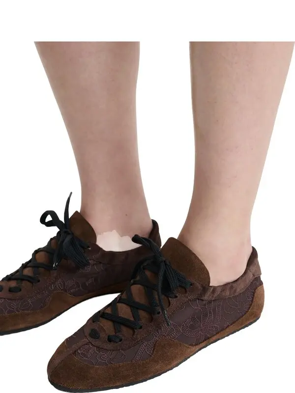 Cecilie Bahnsen Blaise Embroidered Bow Suede Sneaker - Brown