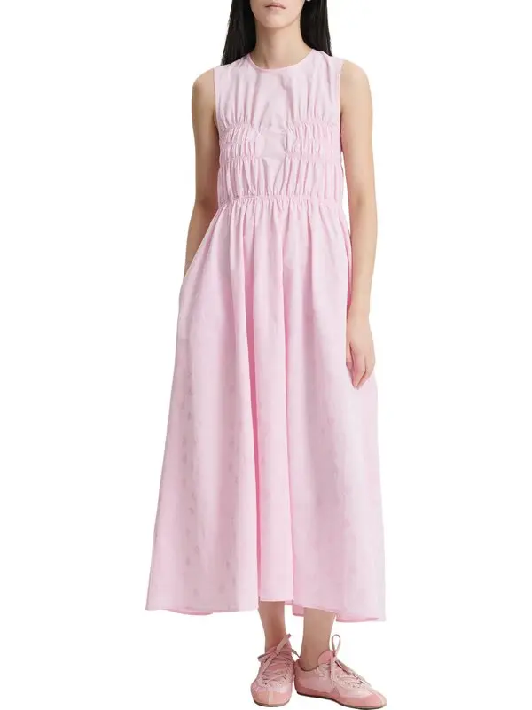 Cecilie Bahnsen Shirred Midi Dress - Pink