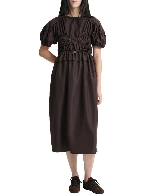 Cecilie Bahnsen Betsy Faille Midi Dress - Brown