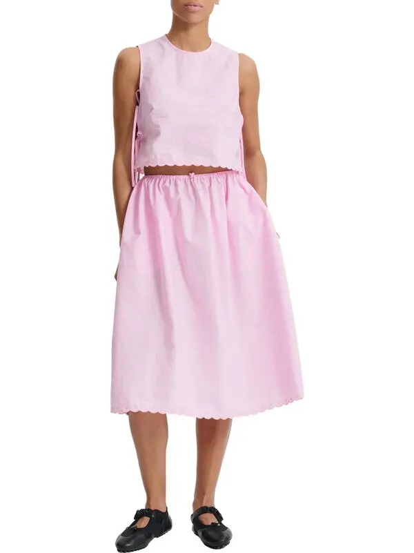 Cecilie Bahnsen Feeba Embroidered Taffeta Crop Top - Pink