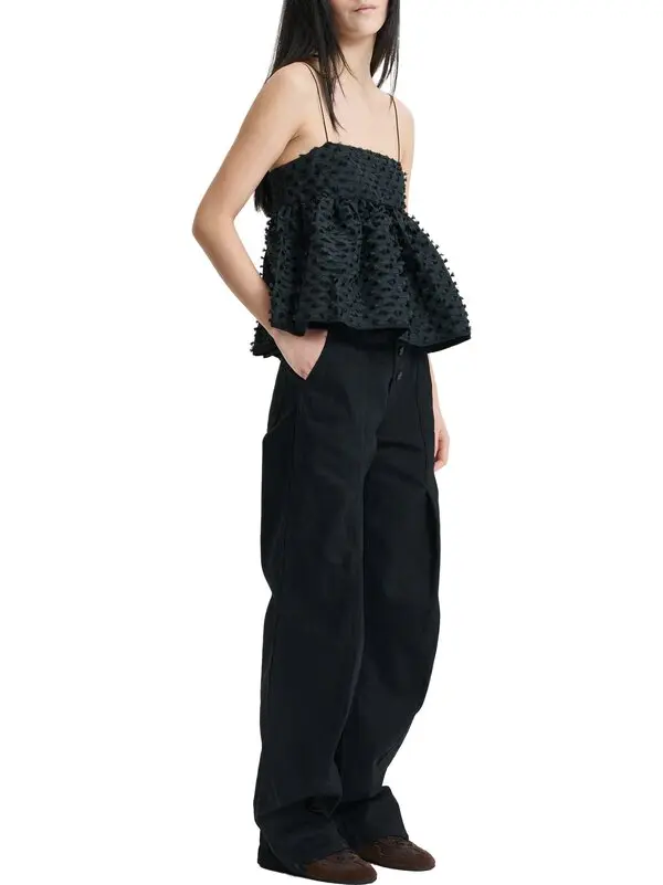 Cecilie Bahnsen Babette Fiamma Fil-coupé Peplum Top - Black