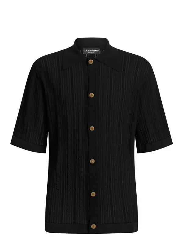 Dolce & Gabbana Perforated Cotton Shirt - Black