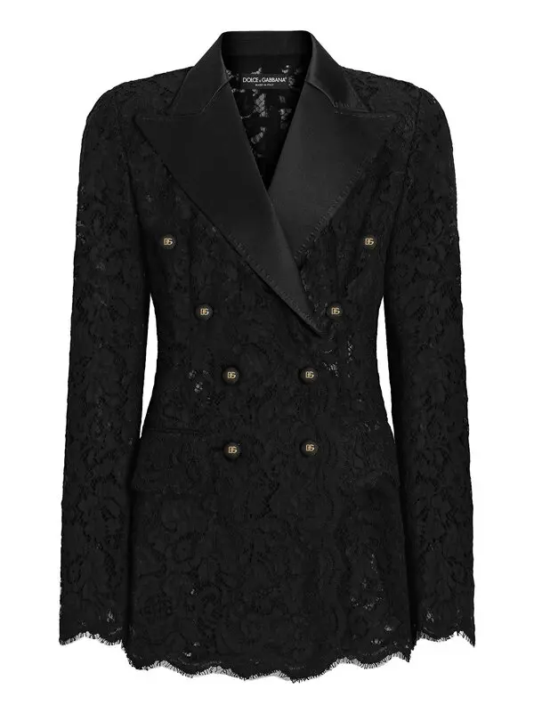 Dolce & Gabbana Double-breasted Cordonetto Lace Blazer - Black