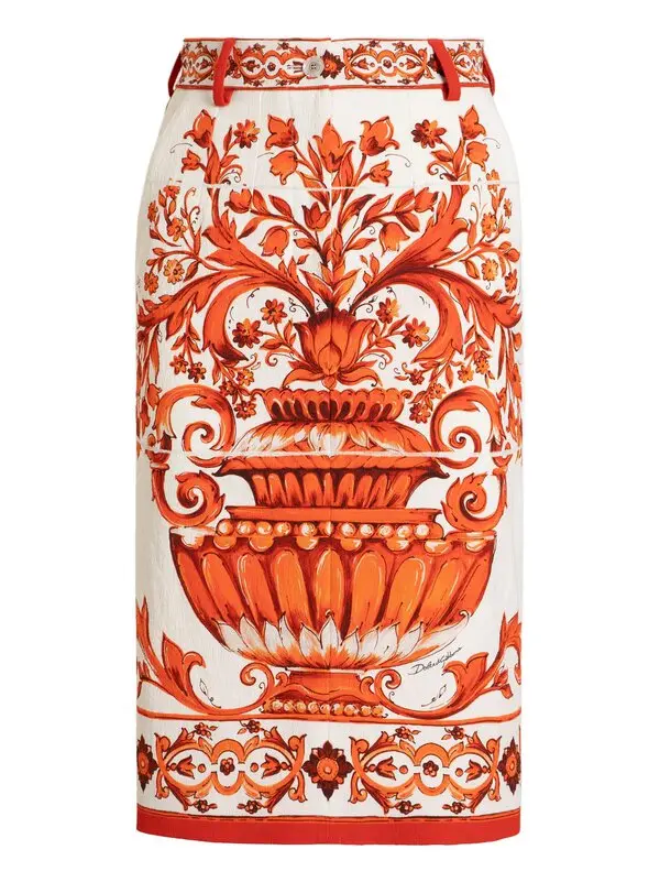 Dolce & Gabbana Majolica Print Brocade Midi Skirt - Multicolor