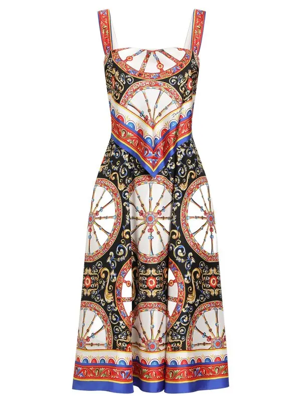 Dolce & Gabbana Carretto-print Twill Dress - Multicolor