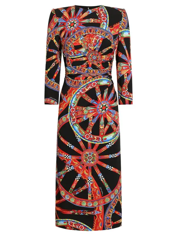 Dolce & Gabbana Carretto-print Charmeuse Dress - Multicolor